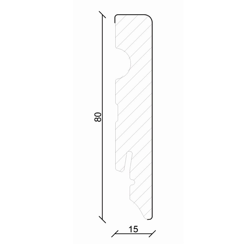 FN biela soklová lišta hranatá 80x15x2400mm